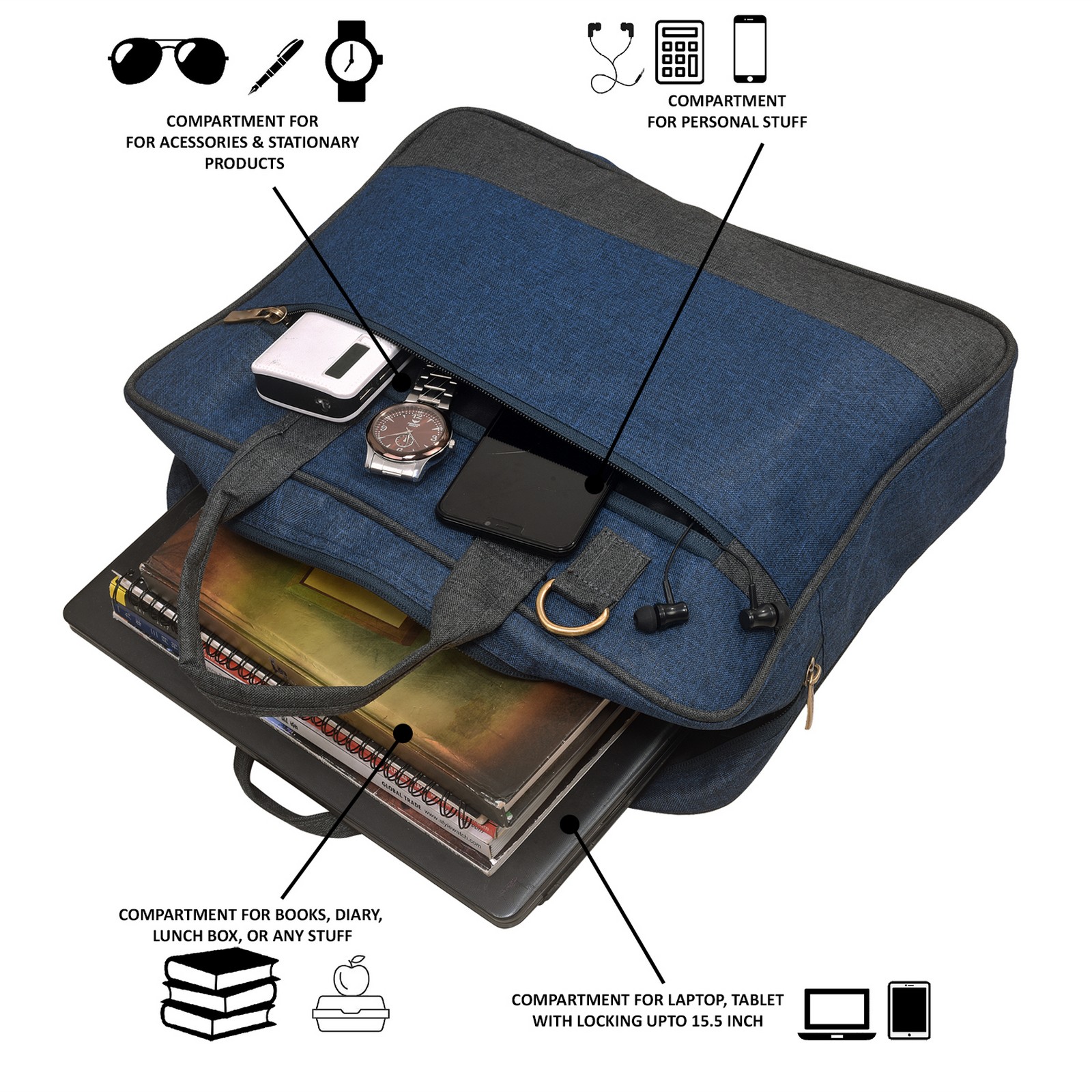 Blue & Grey Color Faux Leather 10L Messenger Bag – BG34-1 – Lorem Moments